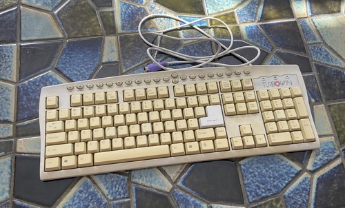 Vintage Turbowin Mechanical Computer Keyboard Wired + Adapter Tested ...
