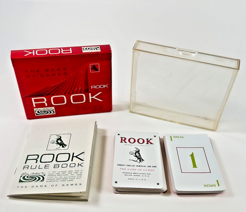 1968 Rook Card Game 1968 Edition Red Plastic Case Rules Complete Parker ...