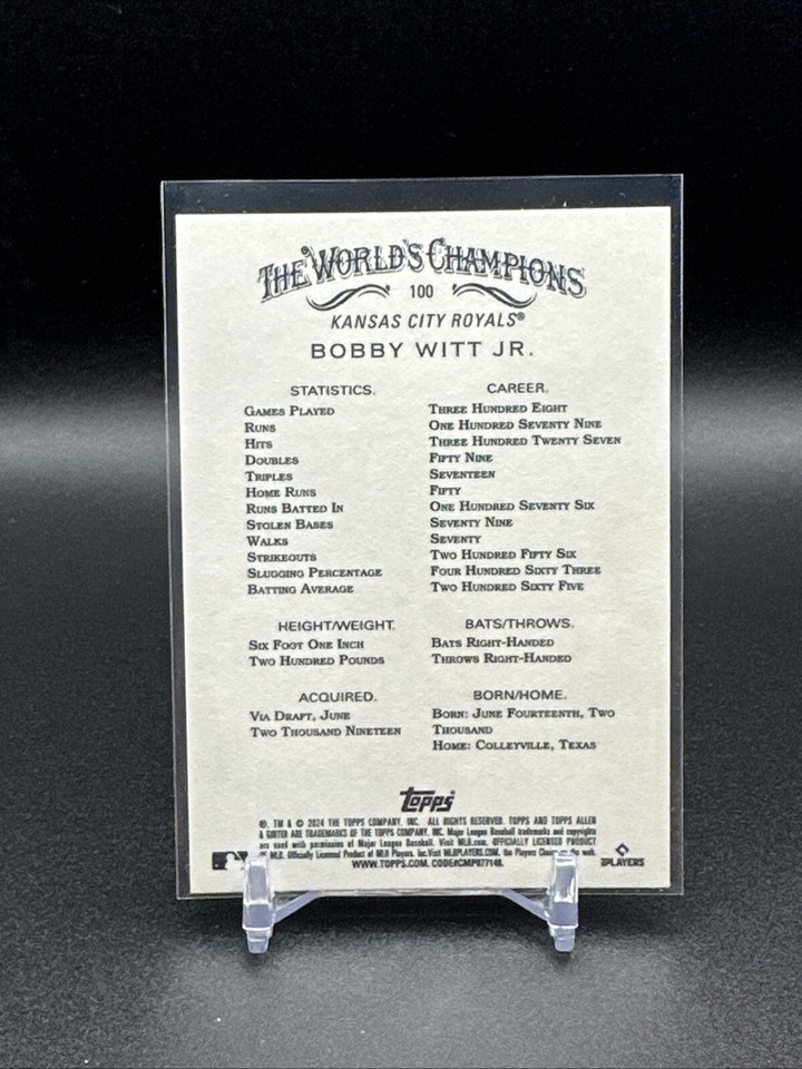2024 TOPPS ALLEN & GINTER #100 BOBBY WITT JR. KANSAS CITY ROYALS | eBay