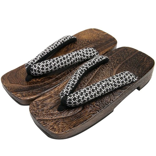 Japanese Men's Wooden Geta Sandals Traditional Footwear with Patterned ...