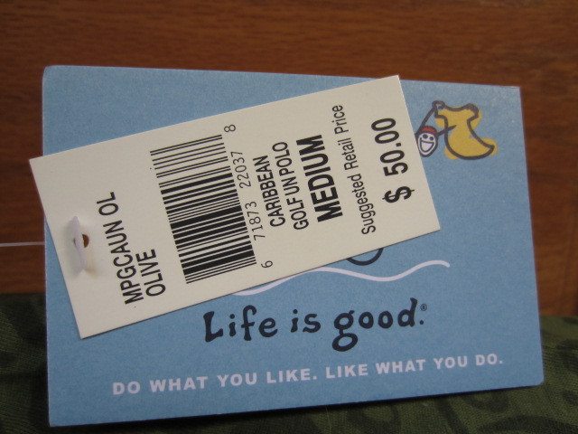 Mens Life is Good Golf Shirt Sz M Caribbean Olive Green SS "Un Polo ...