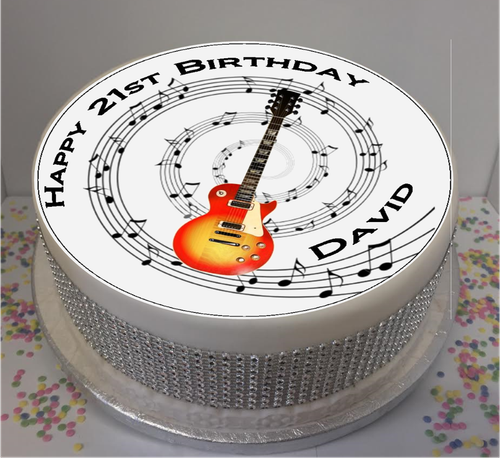 Personalised Guitar & Music Notes 8" Icing Sheet / Cake Topper | eBay UK