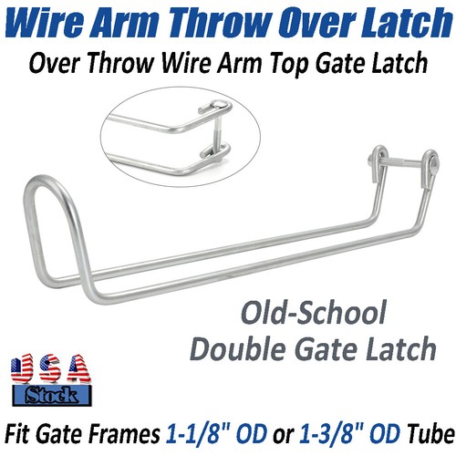 Over Throw Wire Arm Top Double Gate Latch Chain Link Double Driveway US ...