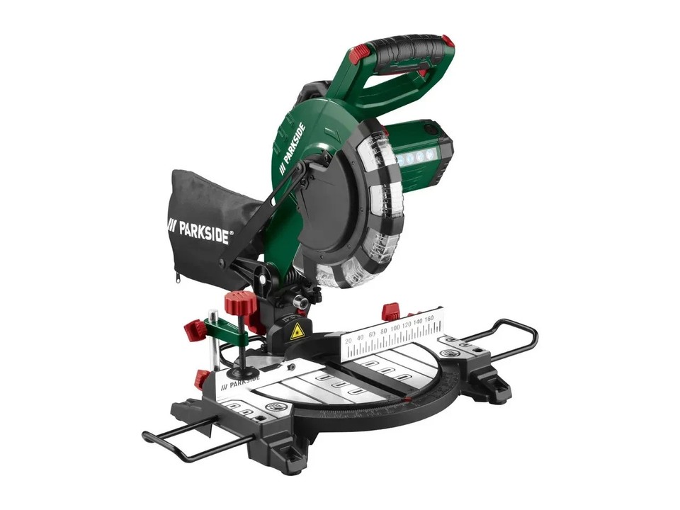 Parkside Compound Mitre Saw 1500w Laser improves cutting accuracy Brand ...