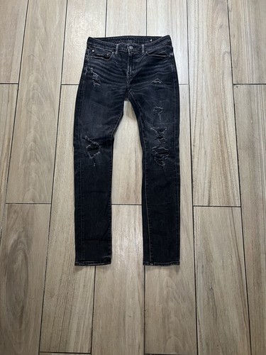 Men’s American Eagle Ripped Skinny Jeans 32x34 Airflex+ Black Jean ...