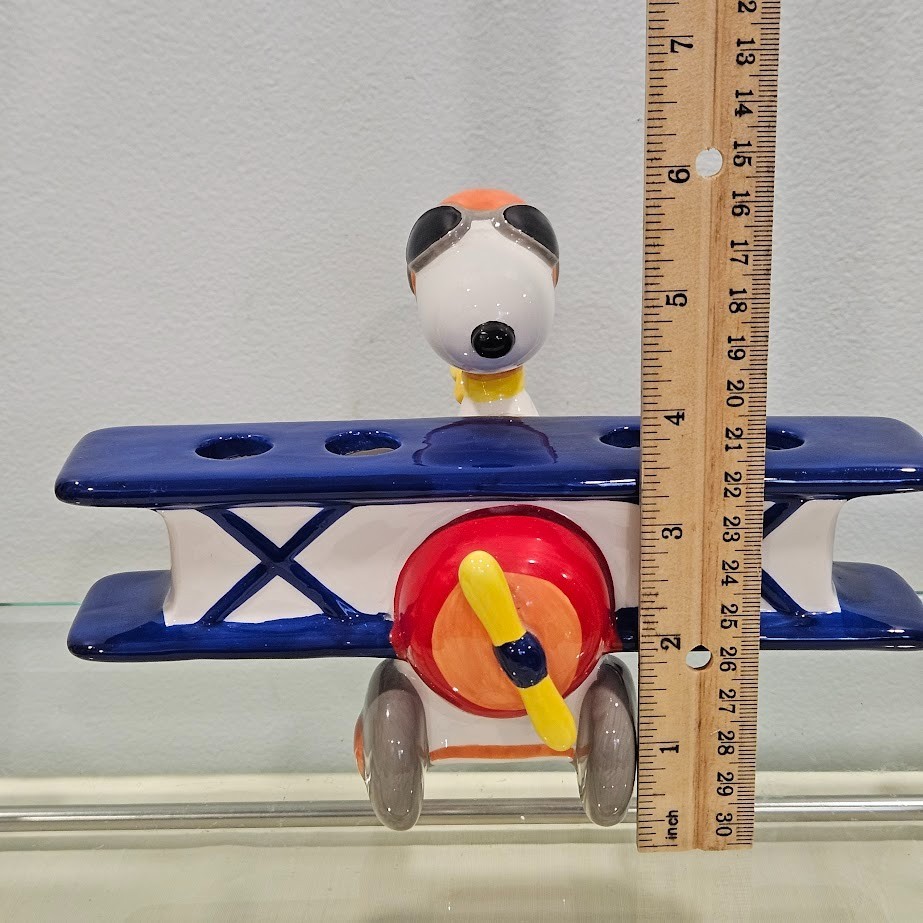 SNOOPY Flying Ace RED BARON Ceramic Toothbrush Holder PEANUTS Aviator ...