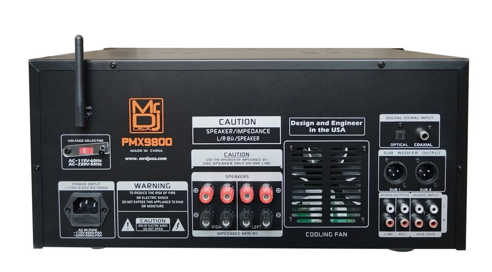 MR DJ PMX-9800 5000W PA DJ Audio Mixer Powered Soundboard DSP Bluetooth FM | eBay