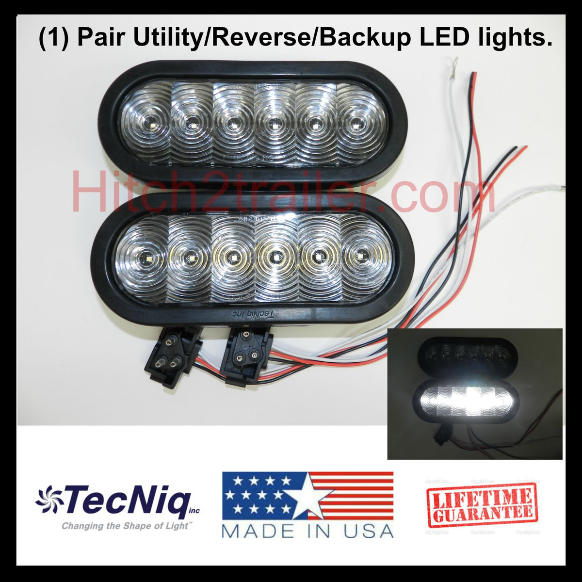 Back Up Lights For Enclosed Trailers Oval LED Clear Lens Oblong Led