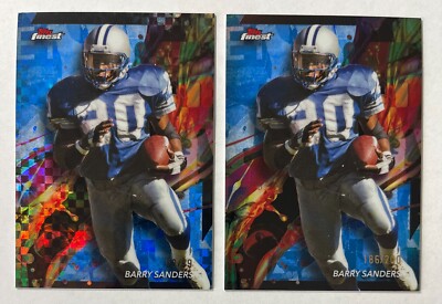 2 2024 Topps Finest Barry Sanders Blue & Blue Checkerboard Refractor 08 ...