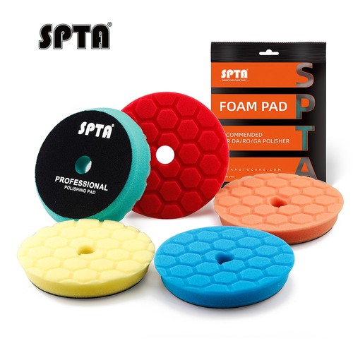 SPTA 5Pcs 5 inch (125mm) Hex-Logic Buffing Polishing Foam Pads for Car ...