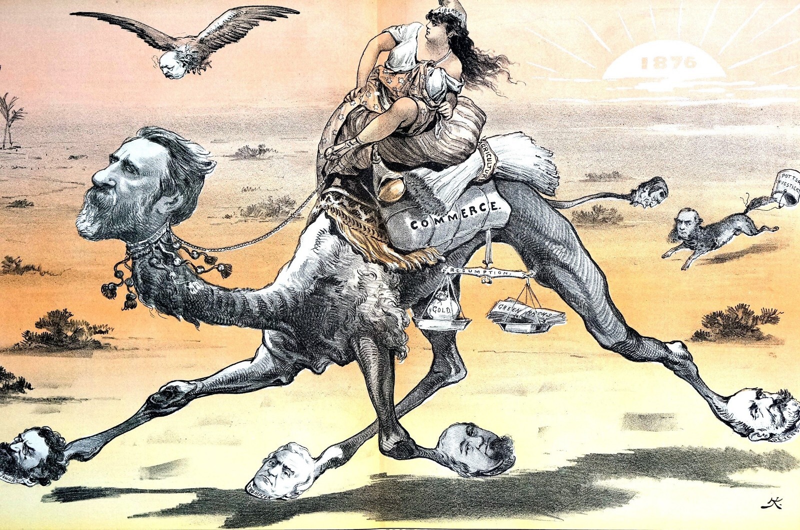 Lady Liberty 1878 RIDING NAST CAMEL COMMERCE AGRICULTURE GOLD ...