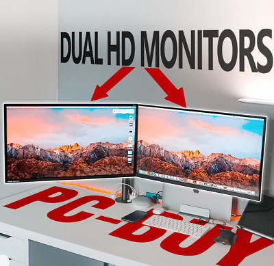 DUAL FHD 1080p MONITORS w/Stand Power Cord & Cables | DELL HP Lenovo ...