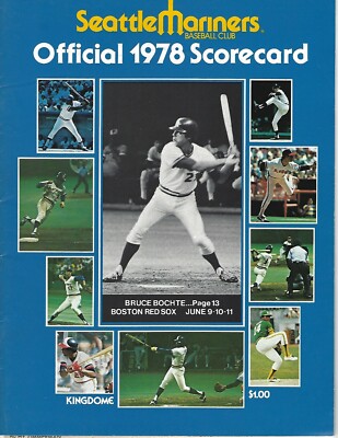 1978 Seattle Mariners Scorecard Program 2nd Yr vs Boston Red Sox w ...