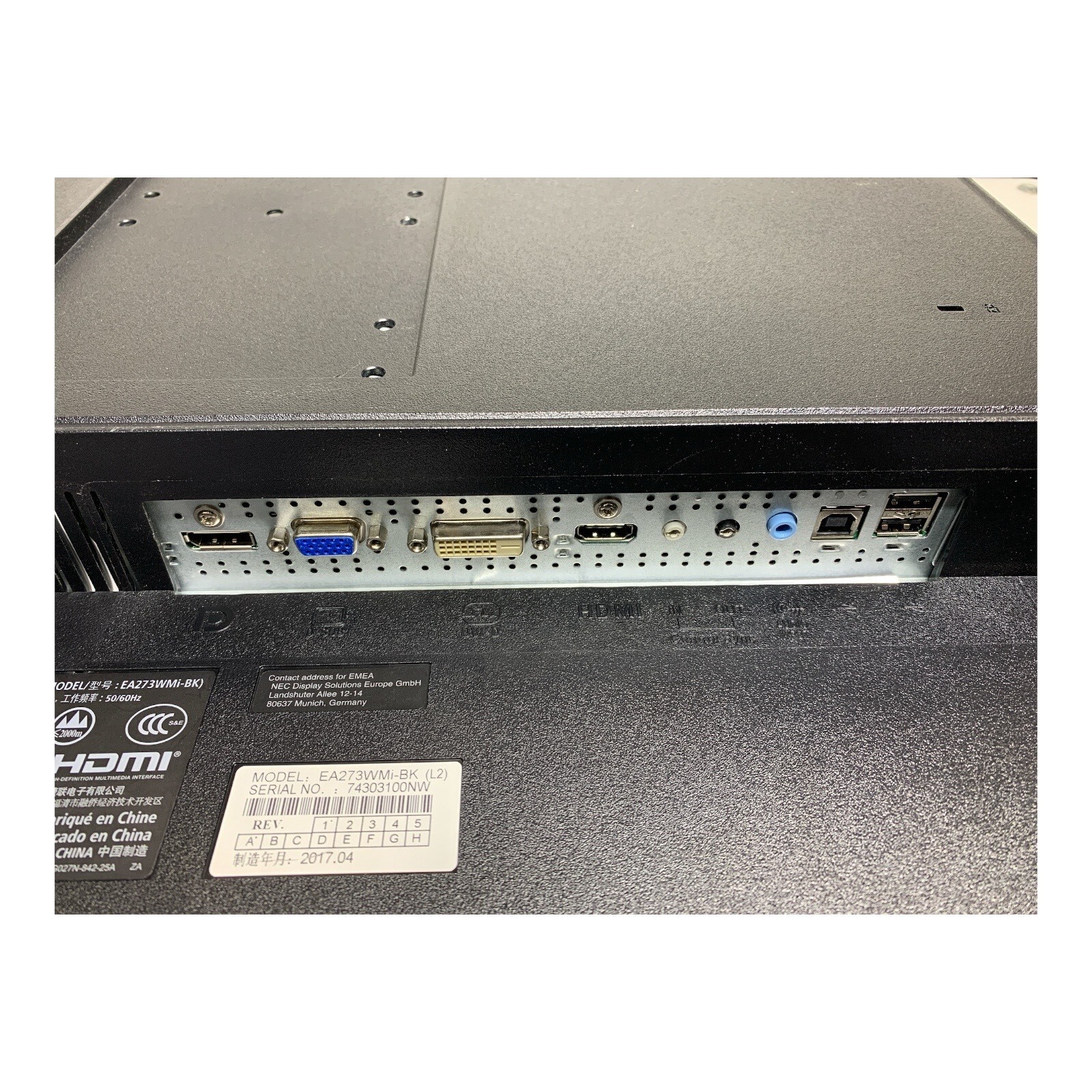 NEC Multisync 27" Widescreen Desktop IPS Monitor w/Cables EA273WMi-BK ...