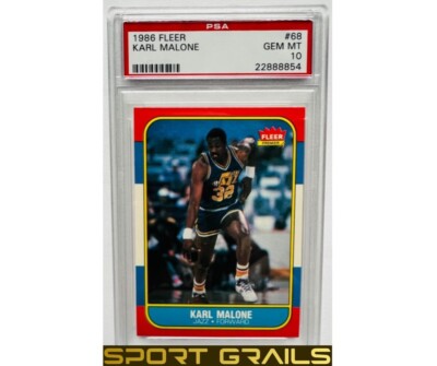 1986 Fleer Karl Malone Rookie PSA 10 ~ Flawless Asset. Invest Now | eBay