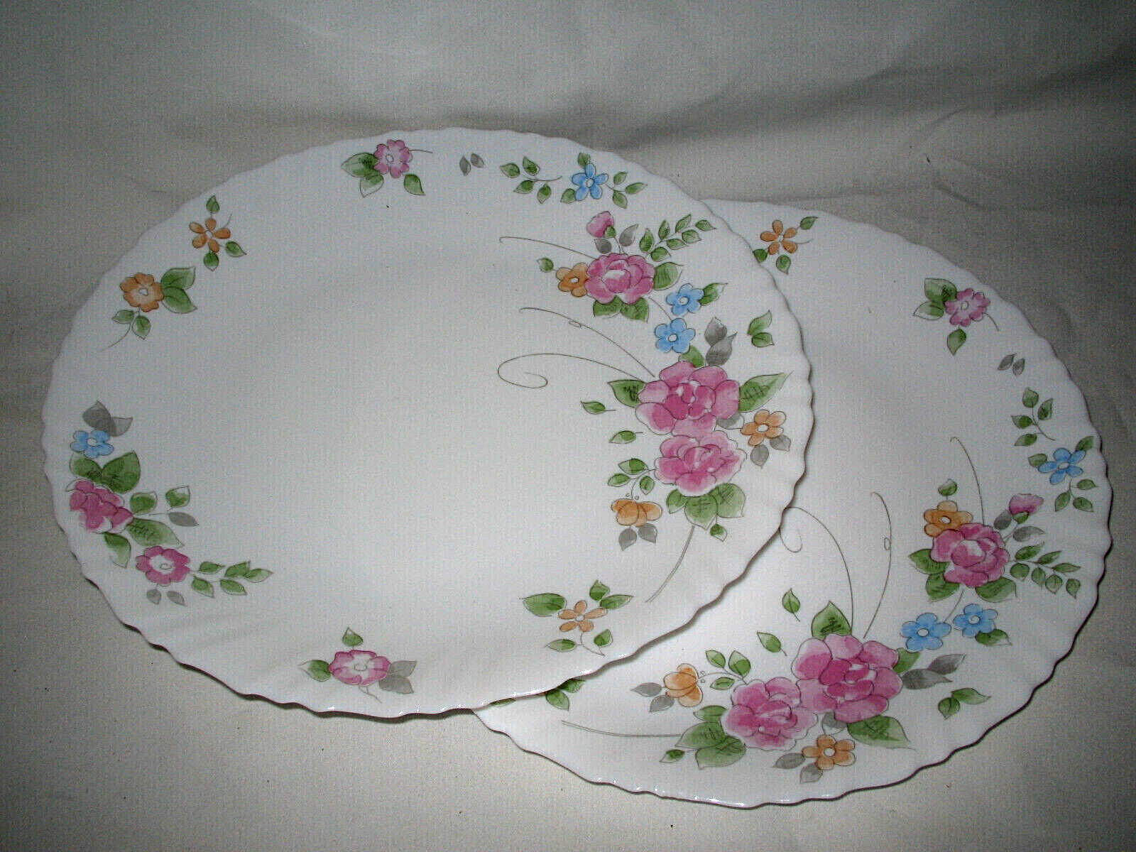set of 2 Arcopal Dinnerware Rosalie Pattern Dinner Plates 11 " pink ...