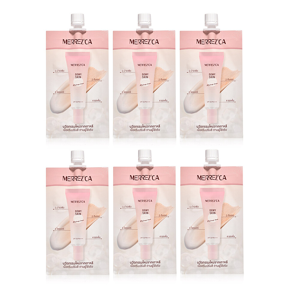 6x Merrezca Dewy Skin Makeup Base SPF 50 PA+++ 4in1 Foundation Primer ...