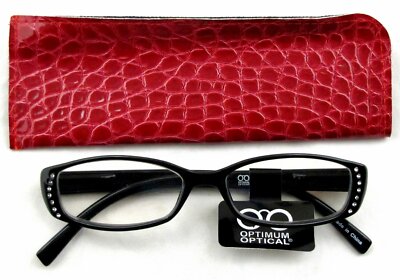 Women's Optimum Optical Reading Glasses Eyeglasses Black Red ...