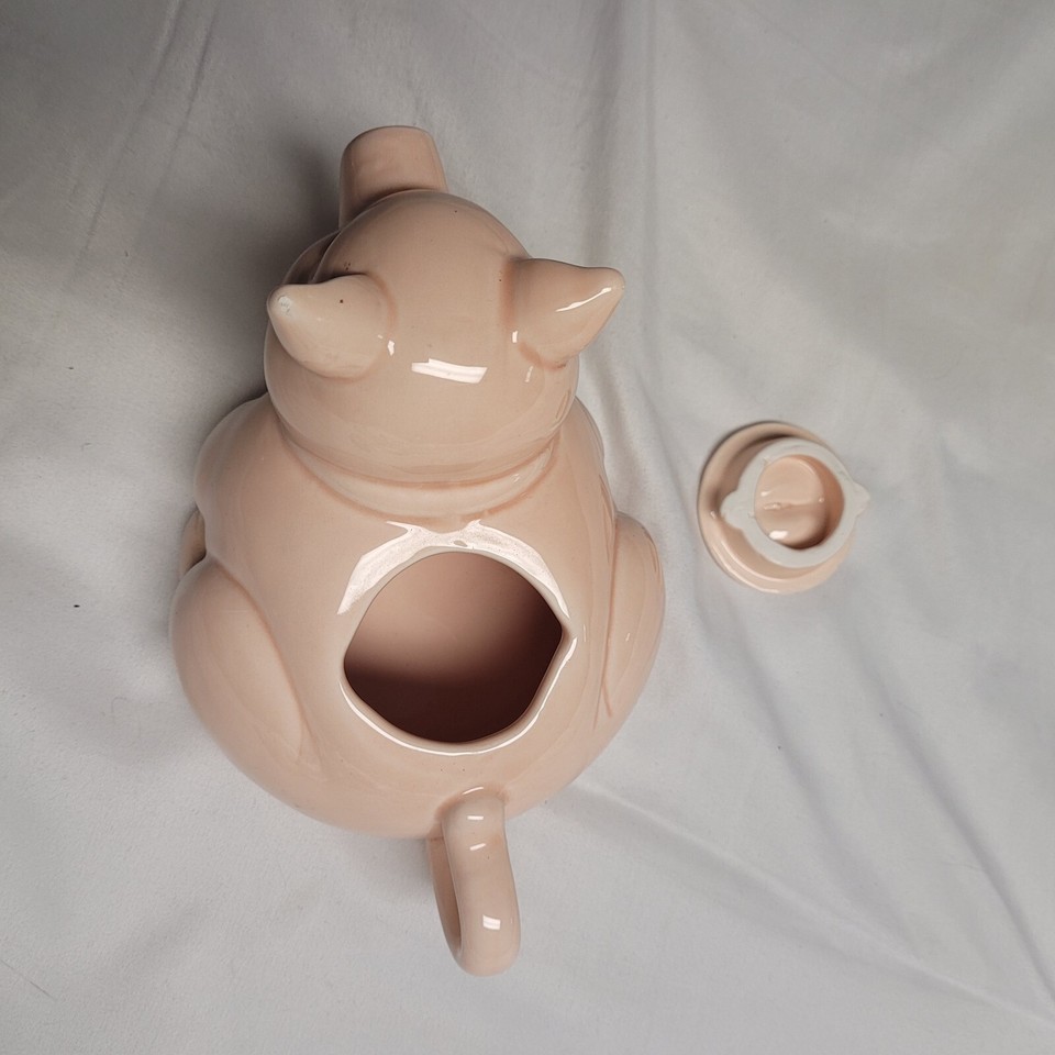 Vintage Applause Inc Fat Pink Cereamic Pig Teapot. Chip In Ear | eBay