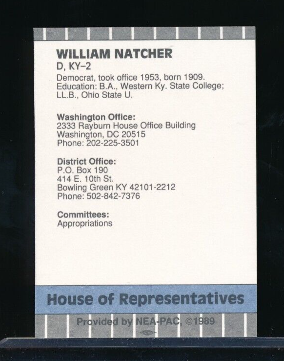 1989 National Education Association PAC Congress William Natcher ...