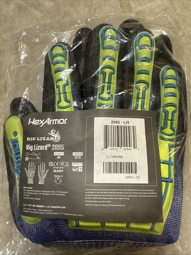 HEX ARMOR, RIG LIZARD WORK GLOVES, # 2095, CUT AND PUNCTURE RESISTANT ...