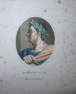 Original 1826 Hand Colored Engraved Portrait of Domitian Caesar ...