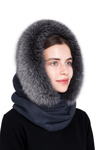 Fur Hood Women's Winter Warm Luxury Real Fur Arctic Fox Head Scarf Fur ...