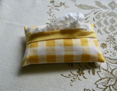 Travel Pocket Tissue Holder Yellow & White Checkers Yellow Trim 100% ...