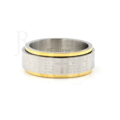 Men's 2tone Gold Stainless Steel Religious Cross Lord's Prayer Spinner ...