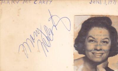 MARY McCARTY d 1980 Signed on 3X5 Index Card Actress/Babes in Toy Land ...