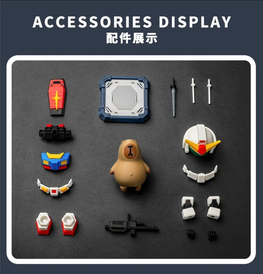 3D print Capybara x Gundam Figure, Magnetic attraction parts, 5in ...