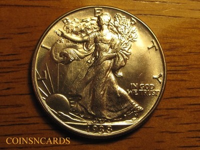 1938-D 50C Walking Liberty Half Dollar Full Head Uncirculated Monster ...