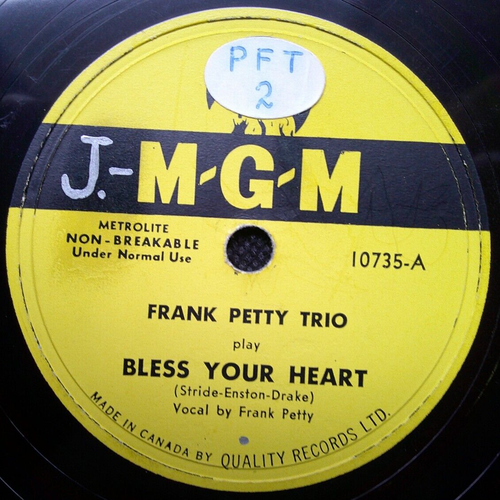 Frank Petty Trio Bless Your Heart/At Sundown MGM 1735 rpm | eBay