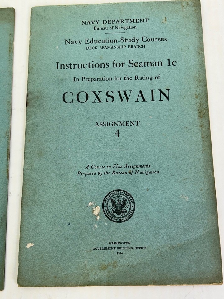 Original 1924 US Navy Coxswain Training Coarse Booklets | eBay