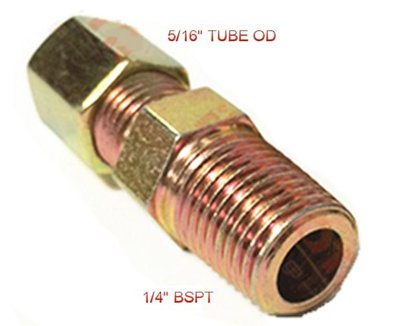 Compression 5/16" Tube OD x 1/4" BSPT Male Pipe Steel Fitting LOK B-7 ...