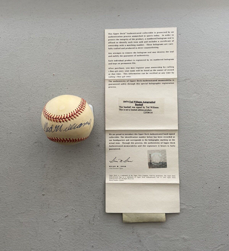 1993 Upper Deck Authenticated Ted Williams Autographed Baseball w/ COA ...