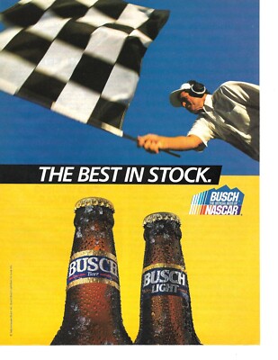 1986 BUSCH BEER Print Ad CHECKERED FLAG NASCAR RACING TEAM PRINT AD | eBay