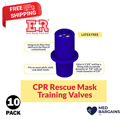 Ever Ready First Aid CPR Rescue Mask Training Valves Individually Wrap ...