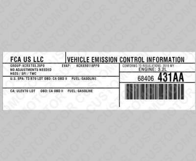 DECAL Emission Replica DECAL Label for CHRYSLER DODGE JEEP | eBay