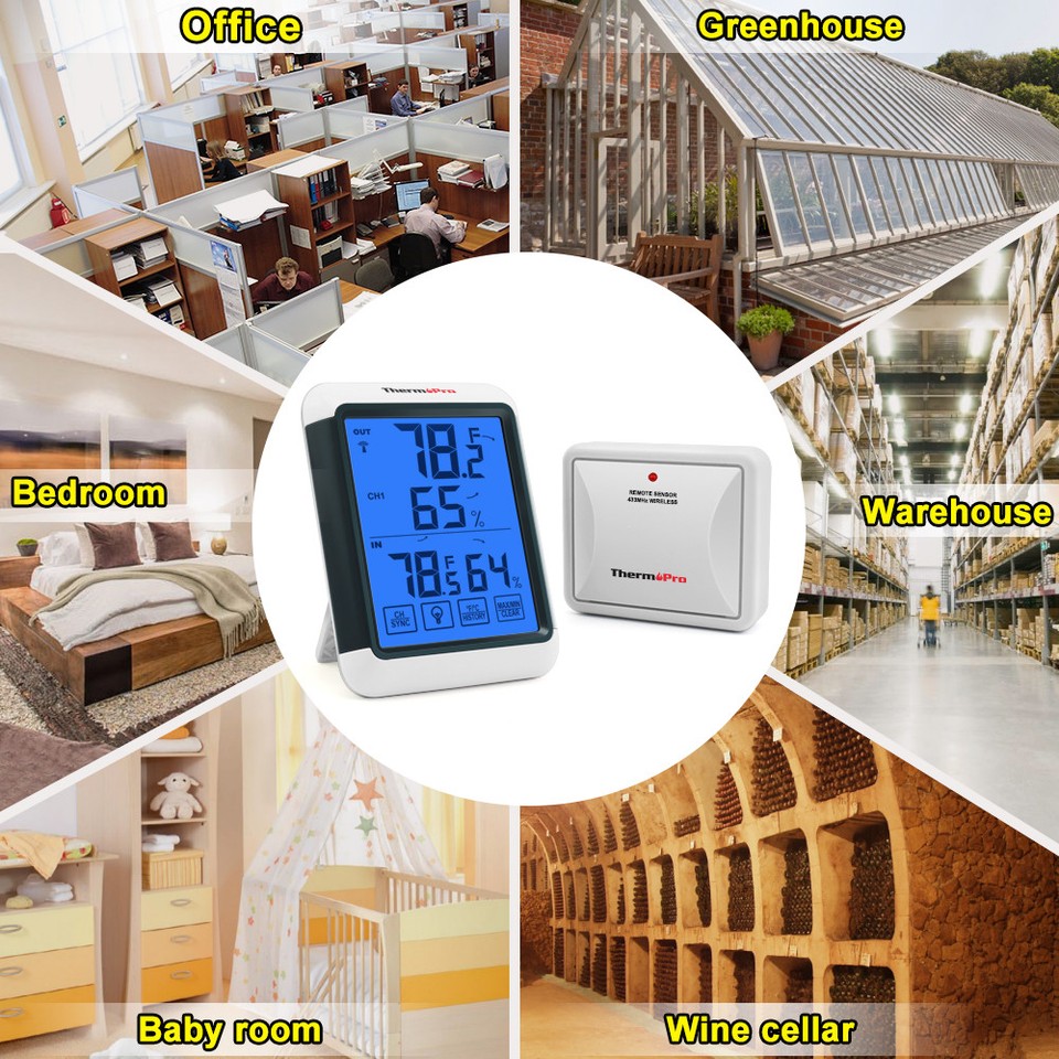 2 Sensor Digital LCD Indoor Temperature Humidity Meter Thermometer ...