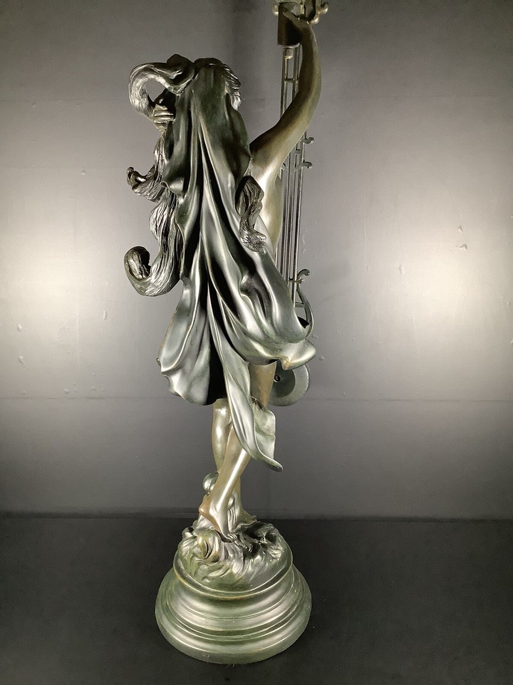 Crosa Quartz Lyre Pendulum Figural Statue Clock Metal Statue Plastic ...