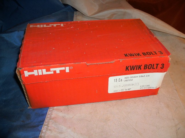 HILTI KWIK-BOLT 282550 KB3 EXPANDABLE ANCHORS SS304 5/8 X 3-3/4 ...