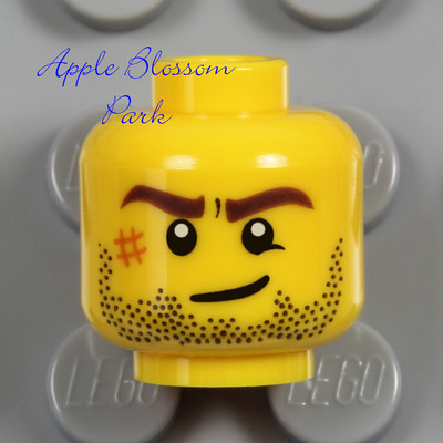 NEW Lego Police Agents MALE MINIFIG HEAD w/Black Beard Stubble Miner ...