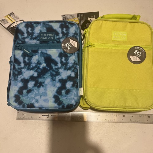 Two New Fulton Bag Co Blue Camo & Lime Color Insulated Upright Lunch ...