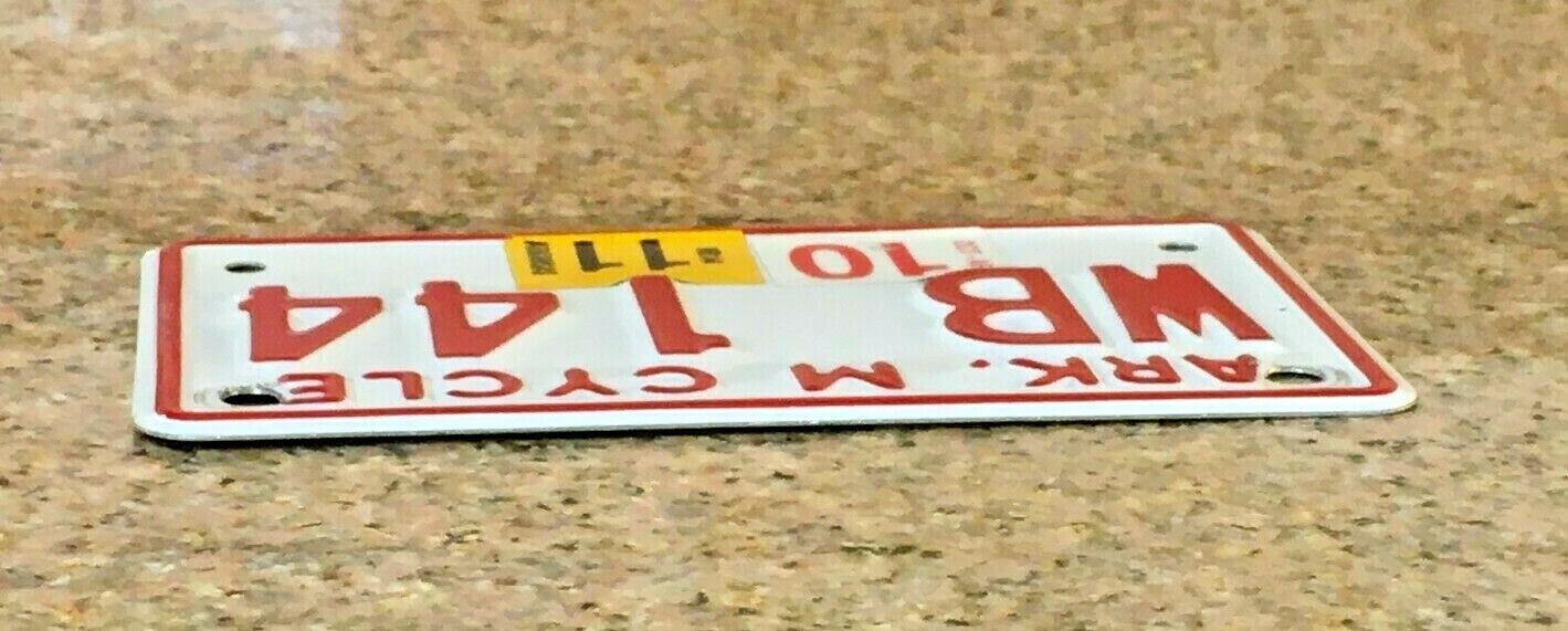 Arkansas Motorcycle License Plate Tag # WB 144 Red / White Expired 3 ...