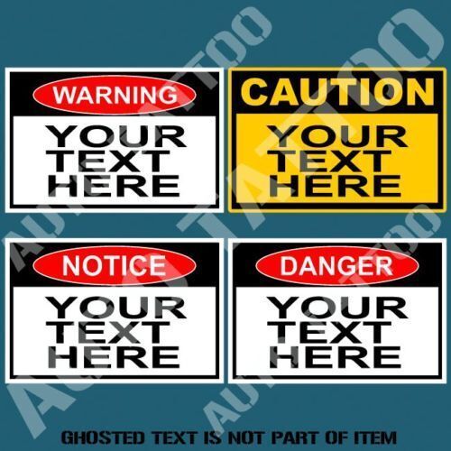 YOUR CUSTOM TEXT WARNING DECAL STICKER FUNNY NOVELTY SAFETY DECALS ...