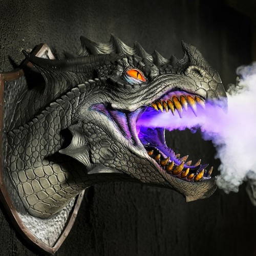 3D Dragon Head LED Wall Mounted Art Sculpture Dinosaur Home Decoration ...
