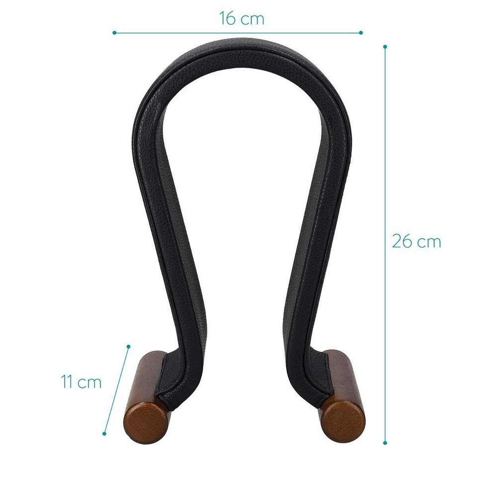 Omega Headphone Stand - Synthetic Leather Headset Hanger with Wood Base ...