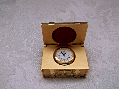 Vtg Collezio Treasure Chest Miniature Quartz Desk Clock JAPAN MOVT, 2 ...