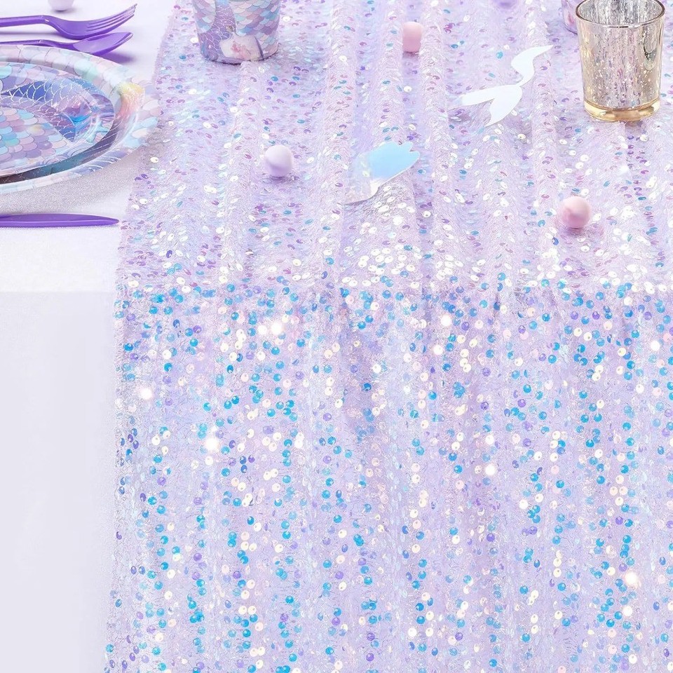 Rectangular Mermaid Theme Table Runner Glitter Table Cover Home ...
